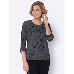 Sieh an! 3/4-Arm-Shirt in steingrau-schwarz-gemustert | Gr.: 44