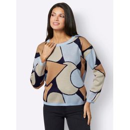 Sieh an! Jacquard-Pullover in camel-hellblau-gemustert | Gr.: 56