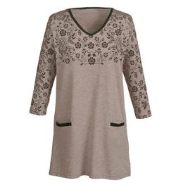 Sieh an! Longshirt in taupe-schwarz | Gr.: 42