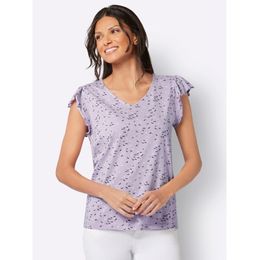 Sieh an! V-Shirt in flieder-feige-bedruckt | Gr.: 38