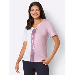 Sieh an! V-Shirt in ros&eacute;-wei&szlig; | Gr.: 52