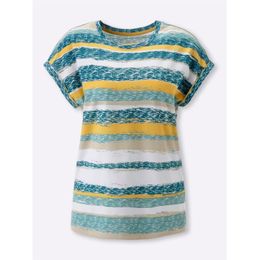 Sieh an! Kurzarm-Shirt in topas-gelb-geringelt | Gr.: 48