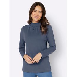 Sieh an! Stehkragenshirt in rauchblau | Gr.: 48