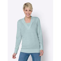 Sieh an! 2-in-1-Pullover in kalkmint-meliert | Gr.: 50