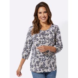 Sieh an! 3/4-Arm-Shirt in wei&szlig;-schwarz-bedruckt | Gr.: 54