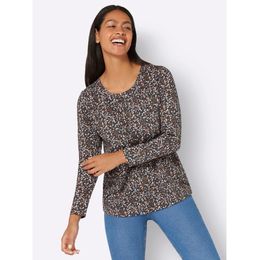 Sieh an! Langarm-Shirt in schwarz-rostrot-bedruckt | Gr.: 42