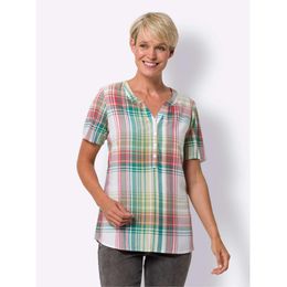 Sieh an! Karo-Bluse in smaragd-grapefruit-kariert | Gr.: 50