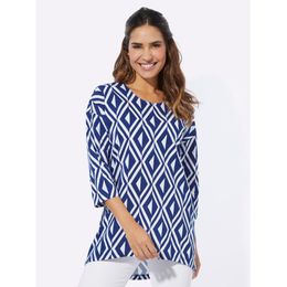 Sieh an! Longshirt in royalblau-ecru-bedruckt | Gr.: 42