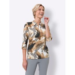 Sieh an! Poloshirt in ecru-camel-bedruckt | Gr.: 54
