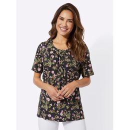 Sieh an! Kurzarm-Shirt in schwarz-ros&eacute;-bedruckt | Gr.: 40