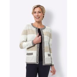 Sieh an! Strickjacke in hellgrau-beige-gemustert | Gr.: 52