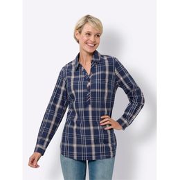 Sieh an! Longbluse in marine-wei&szlig;-kariert | Gr.: 40