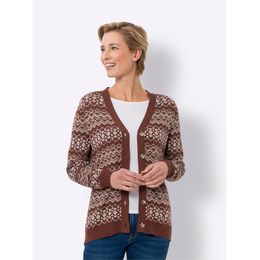 Sieh an! Strickjacke in rotbraun-champagner-gemustert | Gr.: 50