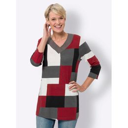 Sieh an! Longshirt in schwarz-kirsche-bedruckt | Gr.: 38