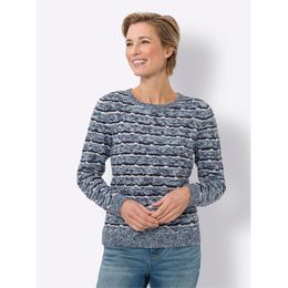 Sieh an! Langarm-Pullover in marine-ecru-gemustert | Gr.: 50