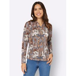 Sieh an! Poloshirt in dunkelblau-cognac-bedruckt | Gr.: 50
