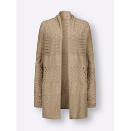 Sieh an! Ajourstrickjacke in beige | Gr.: 46