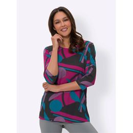 Sieh an! Longshirt in schwarz-magenta-bedruckt | Gr.: 46