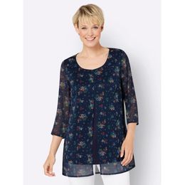 Sieh an! Longbluse in marine-pink-bedruckt | Gr.: 40