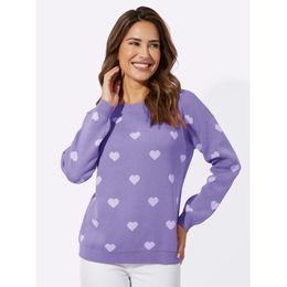 Sieh an! Langarm-Pullover in lavendel-wei&szlig;-gemustert | Gr.: 40
