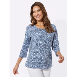 Sieh an! 3/4-Arm-Shirt in jeansblau-wei&szlig;-bedruckt | Gr.: 38