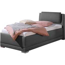 Polsterbett Maintal "Oderzo", grau (anthrazit), B:112cm L:230cm, Struktur (100% Polyester), Betten, inkl. Bettkasten, Kopfteilverstellung, Matratzen in H2 oder H3 wählbar