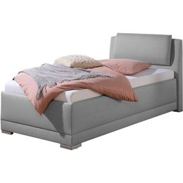 Polsterbett Maintal "Oderzo", grau (hellgrau), B:112cm L:230cm, Struktur (100% Polyester), Betten, inkl. Bettkasten, Kopfteilverstellung, Matratzen in H2 oder H3 wählbar