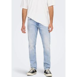 Only & Sons Regular-fit-Jeans ONLY & SONS "WEFT", Herren, Gr. 29, Länge 30, blau (light blau denim), Denim/Jeans, Obermaterial: 99% Baumwolle, 1% Elasthan, normal, Jeans