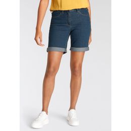 Jeansbermudas Arizona, Damen, Gr. 34, N-Gr, blau (blau washed), Denim/Jeans, Obermaterial: 81% Baumwolle, 17% Polyester, 2% Elasthan, Basic, comfort fit kurz, Jeans, weite Passform, kurze Beinform, hohe Leibh&ouml;he