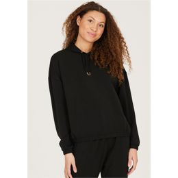 ENDURANCE ATHLECIA Kapuzensweatshirt ATHLECIA "NAMIER W", Damen, Gr. 40, schwarz, 51% Polyester, 44% Modal, 5% Elasthan, unifarben, kurz, ohne Ausschnitt, Sweatshirts, mit hohem Modal-Anteil