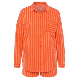 Vivance Pyjama 'Dreams' Damen Gr&ouml;&szlig;e XS/S orange / wei&szlig; Winterkleid