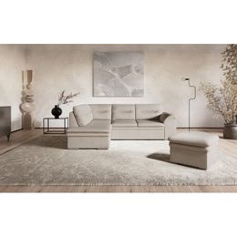 COTTA Ecksofa »Leandra L-Form« wahlweise mit Bettfunktion & Bettkasten beige
