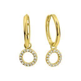 Diamonds by Ellen K. FASCINATION BY ELLEN K. Paar Creolen &raquo;Gold 585 mit 32 echten Wei&szlig;topasen 14mm Durchmesser&laquo; gelb + wei&szlig; one-size Modische Damen-Ohrringe aus echtem...