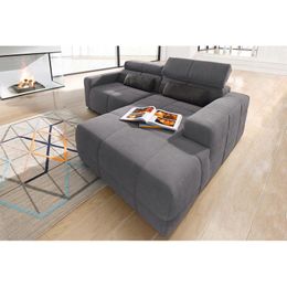 DOMO collection Ecksofa »Brandon B/T: 214/175 cm, belastbar bis 140kg/ Sitz, L-Form« Luxus-Microfaser, grau grau