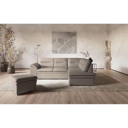 COTTA Ecksofa »Leandra L-Form« wahlweise mit Bettfunktion & Bettkasten grau