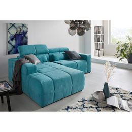 DOMO collection Ecksofa »Brandon, inkl. Kopfteilverstellung, B/T/H: 214/100/80 cm, L-Form« Mit Kopfteilverstellung, auch in Leder und Cord, L-Form...