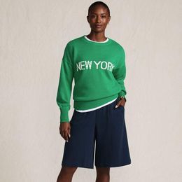LANDS' END Bermuda-Shorts SPORT KNIT, Damen,  Blau, Baumwolle, by Lands' End