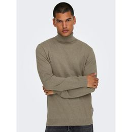 Only & Sons Only & Sons Herren ONLY & SONS Stehkragenpullover &raquo;ONSLOUI REG 12 MEL ROLL KNIT NOOS&laquo; beige L