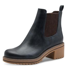 Marco Tozzi Chelseaboots, Blockabsatz, Stiefelette, Businessschuh in veganer Verarbeitung navy 41 41 Klassische Stiefelette mit Kontrast-Rahmennaht