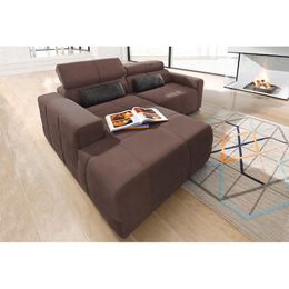 DOMO collection Ecksofa »Brandon, inkl. Kopfteilverstellung, B/T/H: 214/100/80 cm, L-Form« Mit Kopfteilverstellung, auch in Leder und Cord, L-Form...