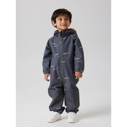name it Overall »NMMALFA08 SOFTSHELL SUIT AOP 1FO NOOS« mit dekorativen und reflektierenden Details Grey Pinstripe AOP:AIRPLANE 86 86 Softshell...