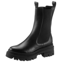 Tamaris Chelseaboots, Blockabsatz, Schlupfboots, Kurzstiefel, beidseitige Stretcheinsätze schwarz 38 38 Derber Chelseaboots zum Schlupfen, mit zwei...