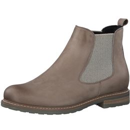 Tamaris Chelseaboots, Blockabsatz, Stiefelette, Businesschuh, Schlupfboots, Anziehlasche taupe 39 39 Chelseaboots mit praktischen Anziehlasche zum...