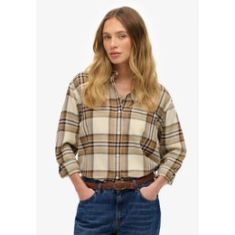 Superdry Karobluse »CHECK FLANNEL BOYFRIEND SHIRT« Beige/Cream Check XL XL Flanellhemd von Superdry