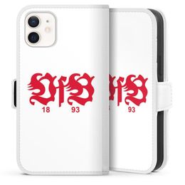 DeinDesign iPhone 12 mini Handy Klapph&uuml;lle Handyh&uuml;lle aus Kunst Leder wei&szlig; Flip Case Official Licensed Product Vfb Stuttgart Lettering Sideflip mit Lasche