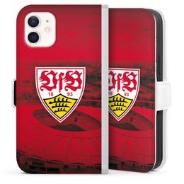 DeinDesign iPhone 12 mini Handy Klapph&uuml;lle Handyh&uuml;lle aus Kunst Leder wei&szlig; Flip Case Vfb Stuttgart Official Licensed Product Stadium Sideflip mit Lasche