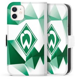 DeinDesign iPhone 12 mini Handy Klapph&uuml;lle Handyh&uuml;lle aus Kunst Leder wei&szlig; Flip Case Tarnmuster Official Licensed Product Sv Werder Bremen Sideflip mit Lasche