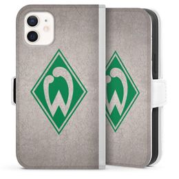 DeinDesign iPhone 12 mini Handy Klapph&uuml;lle Handyh&uuml;lle aus Kunst Leder wei&szlig; Flip Case Sv Werder Bremen Concrete Official Licensed Product Sideflip mit Lasche