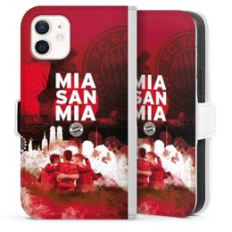 DeinDesign iPhone 12 mini Handy Klapph&uuml;lle Handyh&uuml;lle aus Kunst Leder wei&szlig; Flip Case Fc Bayern M&uuml;nchen Fcb Mia San Mia Sideflip mit Lasche