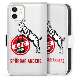 DeinDesign iPhone 12 mini Handy Klapph&uuml;lle Handyh&uuml;lle aus Kunst Leder wei&szlig; Flip Case Transparent Official Licensed Product 1. Fc K&ouml;ln Sideflip mit Lasche
